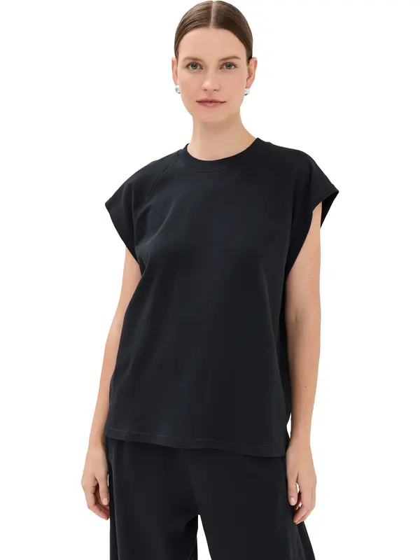 Tibi Sleeveless French Terry Top - Black