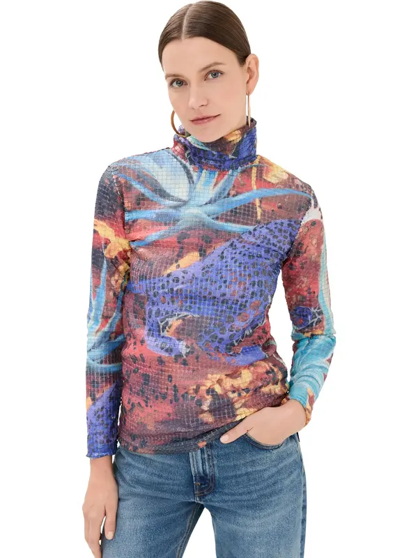 Stella Jean Sequined Printed Top - Wood Print