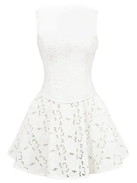 House Of Cb Elara Broderie-anglaise Cotton Mini Dress - White