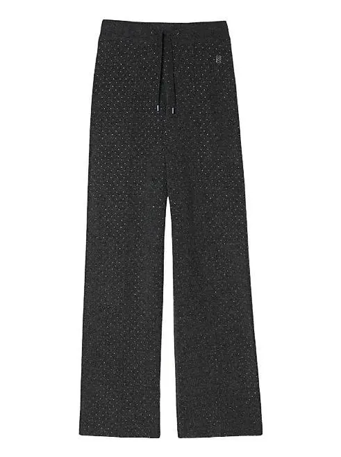 Sandro Rhinestone-embellished Knitted Trousers - Charcoal Grey