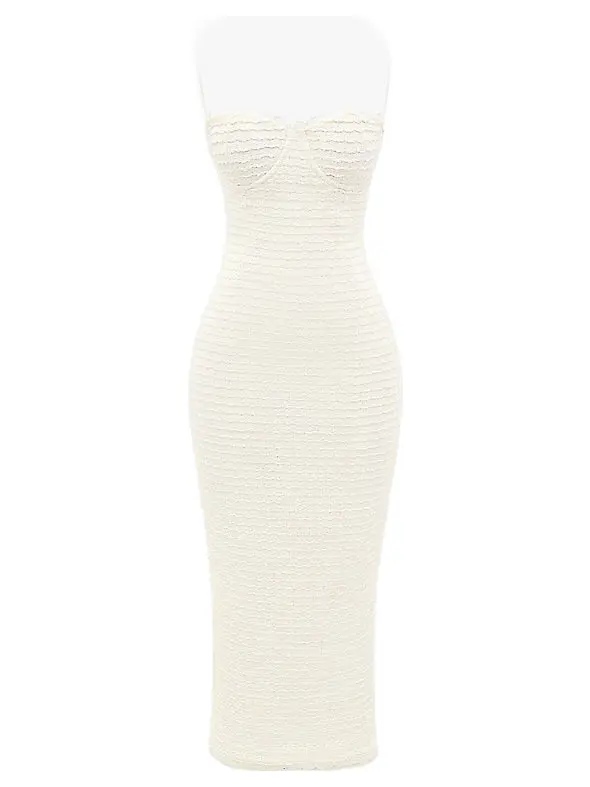 House Of Cb Elinor Crochet-knit Midi Dress - Cream
