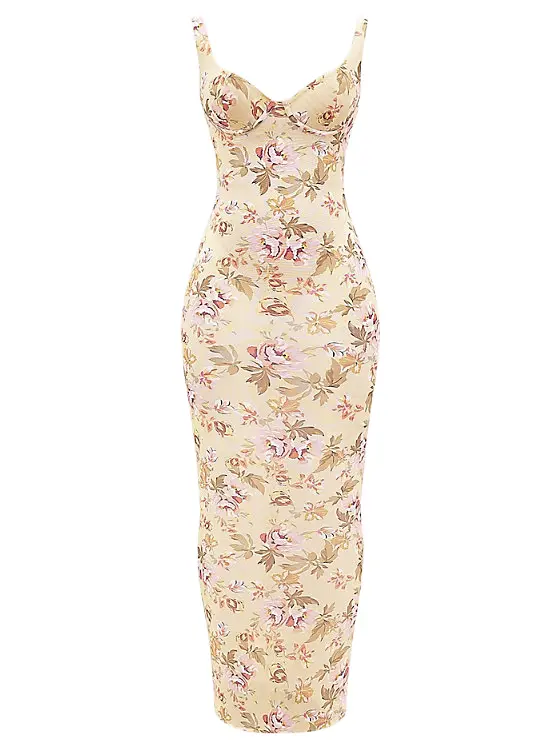 House Of Cb Floral-print Stretch-woven Maxi Dress - Honeyflower