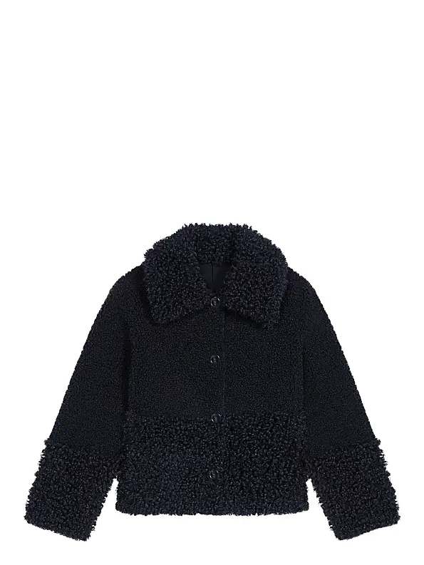 Maje Collar Long-sleeve Faux-shearling Jacket - Noir / Gris