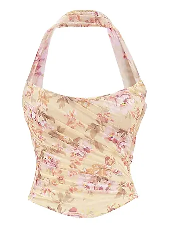 House Of Cb Hallie Floral Print Corset - Honeyflower Print
