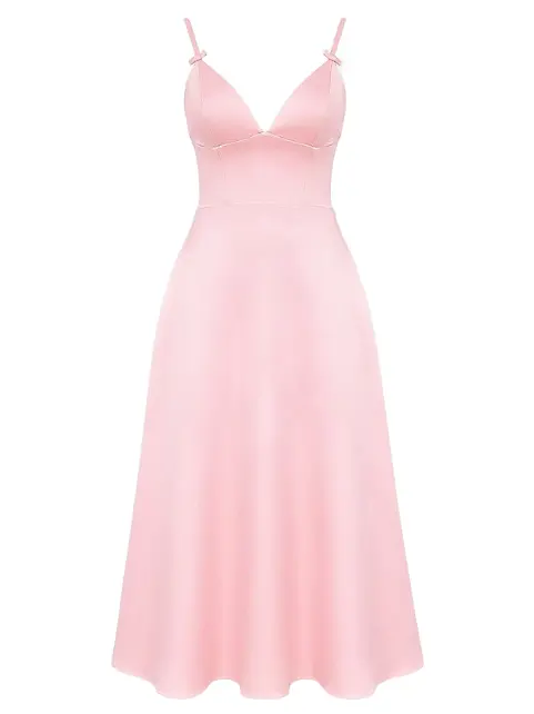 House Of Cb Bow Tie-embellished Satin Midi Dress - Parisian Rose