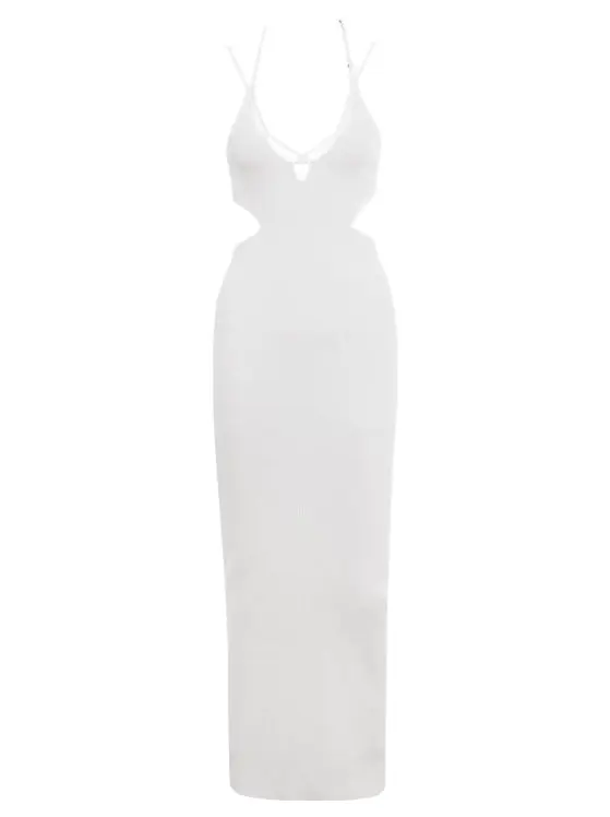 MISTRESS ROCKS Cut-out Stretch-knit Maxi Dress - White