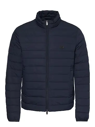 Emporio Armani Badge Padded Slim-fit Woven-down Jacket - Blu Navy