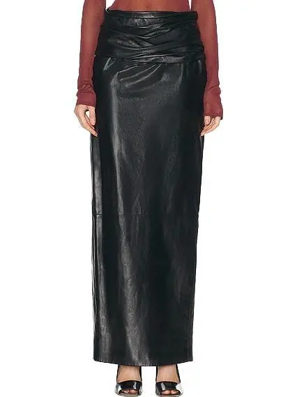 Khaite Winler Leather Maxi Skirt - Black