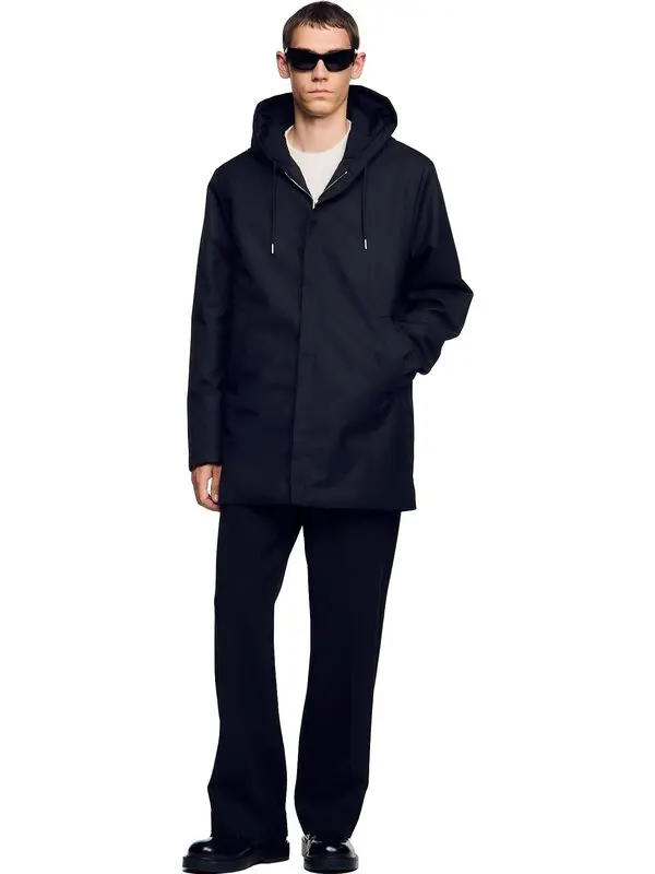 Sandro Quilted Zip-up Parka - Black