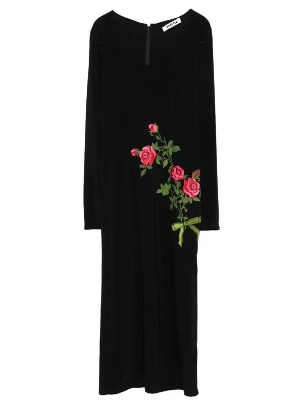Vivetta Floral-embroidered Midi Dress - Black