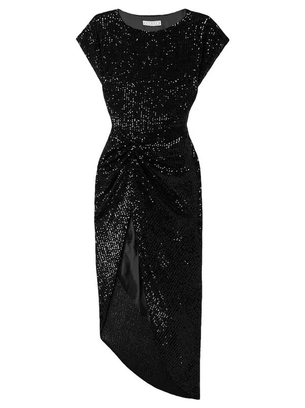 IN THE MOOD FOR LOVE Bercot Sequined Tulle Midi Dress - Black