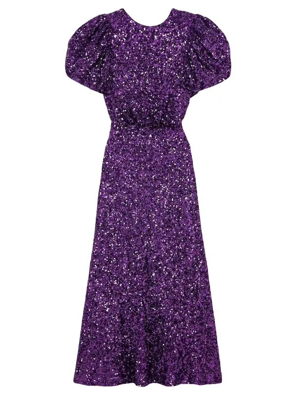 Remain Birger Christensen Dawnty Sequined Tulle Midi Dress - Violet