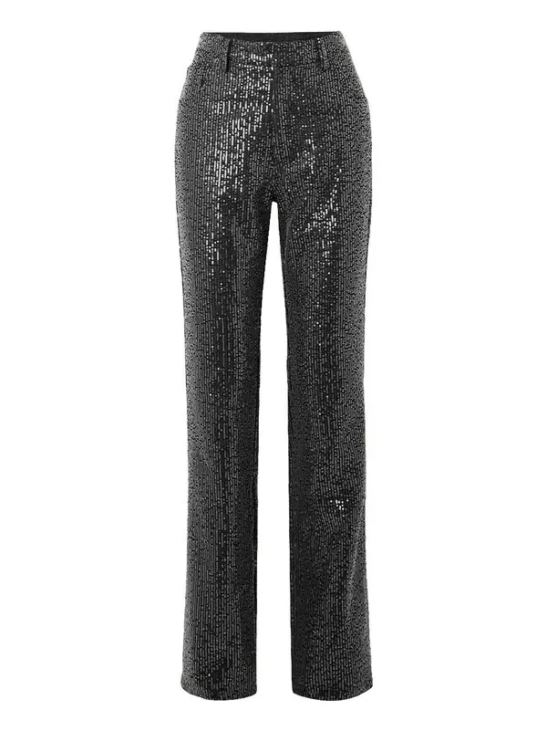 ROTATE BY BIRGER CHRISTENSEN Sequined Straight-leg Jeans - Black