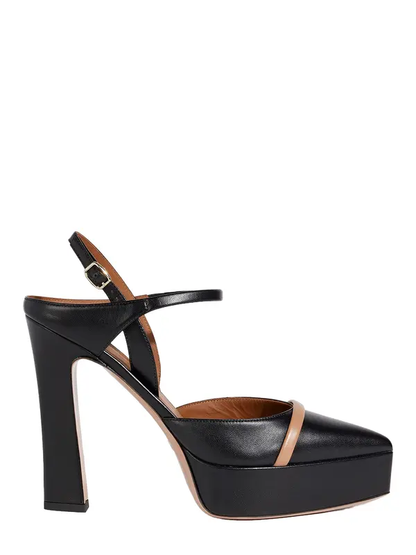 MALONE SOULIERS Shay 125 Leather Platform Slingback Pumps - Black
