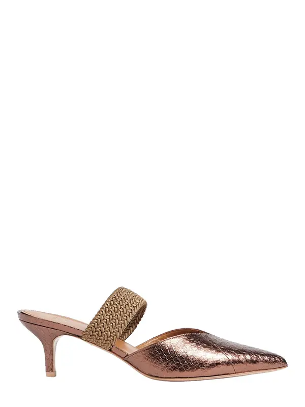 MALONE SOULIERS Maisie 45 Metallic Snake-effect Leather Mules - Bronze