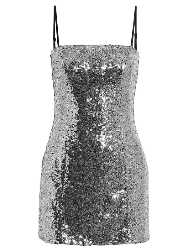 HVN Mia Sequined Tulle Mini Dress - Silver