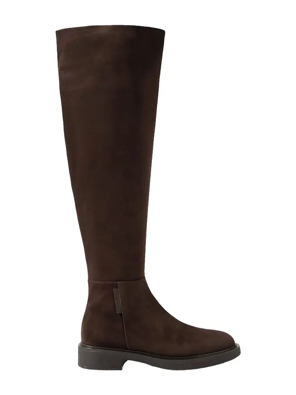 GIANVITO ROSSI Lexington Suede Over-the-knee Boots - Dark Brown