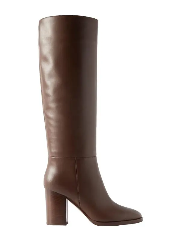 GIANVITO ROSSI Santiago 85 Leather Knee Boots - Brown