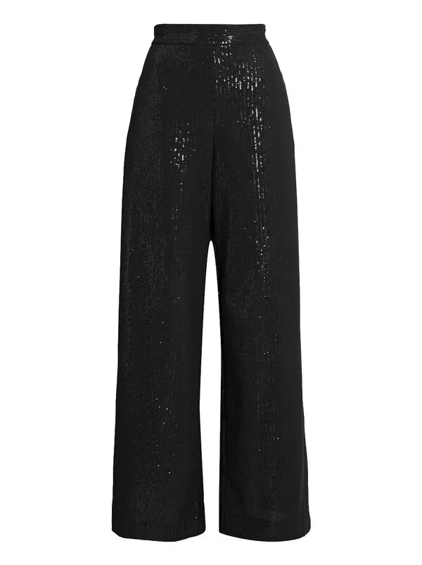 Max Mara Sequined Georgette Wide-leg Pants - Black