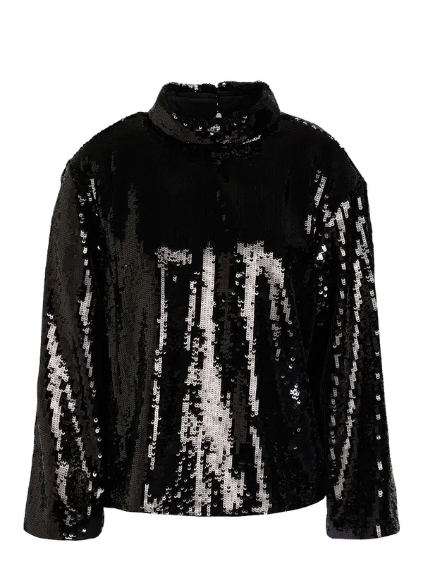 Theory Sequined Satin Blouse - Black