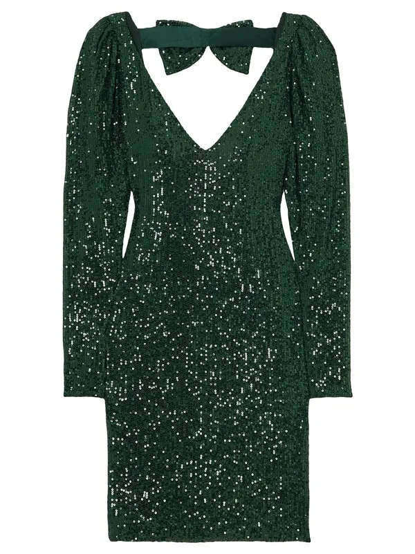 Caroline Constas Julia Sequined Tulle Mini Dress - Forest Green