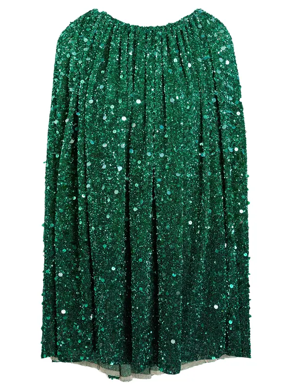 Oscar De La Renta Cape-effect Sequined Tulle Mini Dress - Emerald
