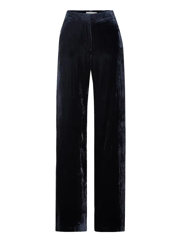 Veronica Beard Lebone Velvet Wide-leg Pants - Navy