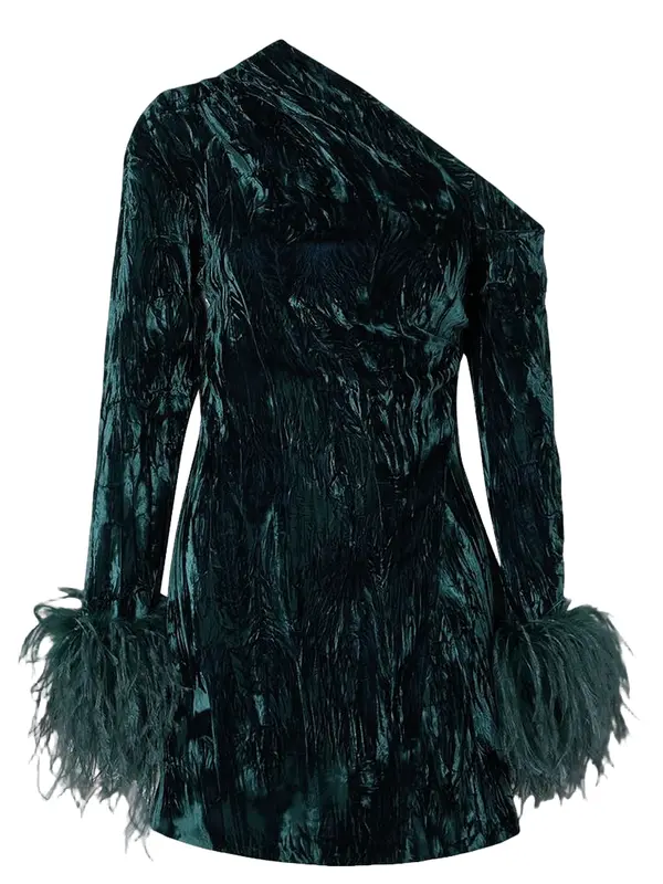 16Arlington Adelaide Crushed-velvet Mini Dress - Emerald