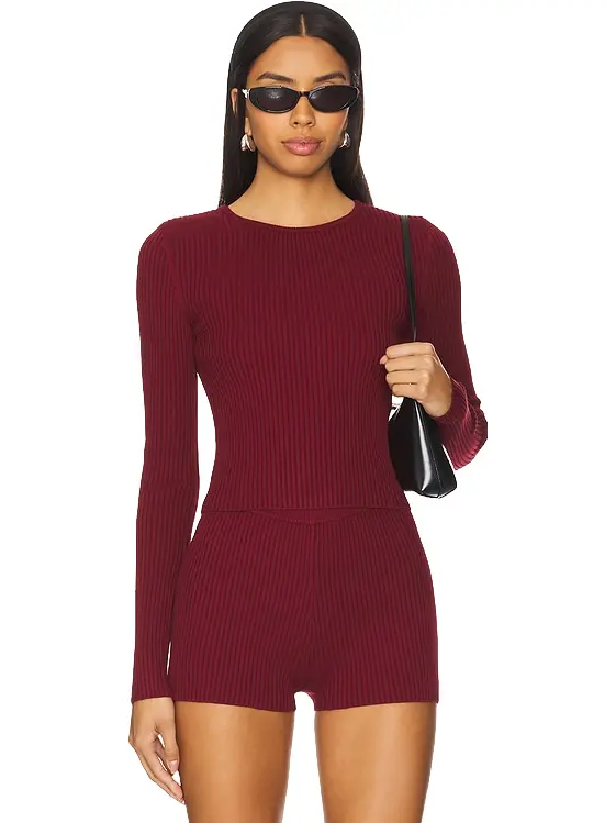 LOVERS AND FRIENDS Aine Knit Crewneck - Burgundy