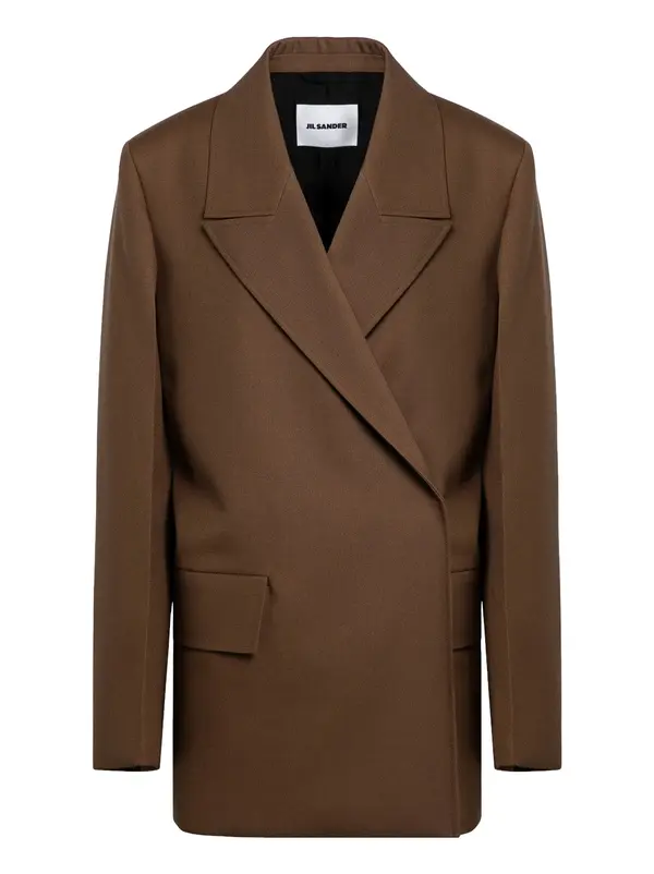 JIL SANDER Wool Double-breasted Jacket - Brown