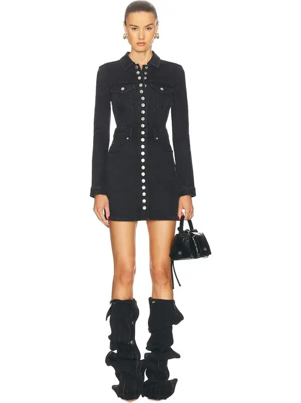 Alexander Wang Snap Front Mini Dress - Washed Black