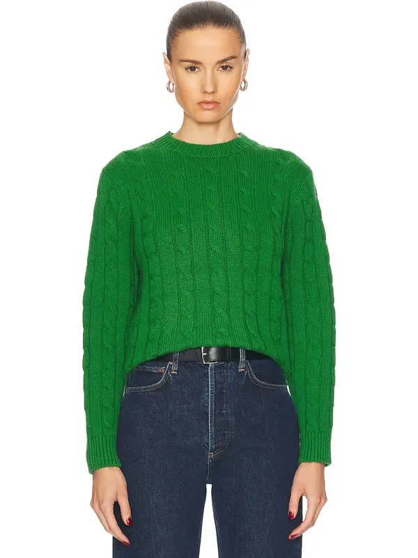 &daughter Cable Crewneck Sweater - Pagoda Green