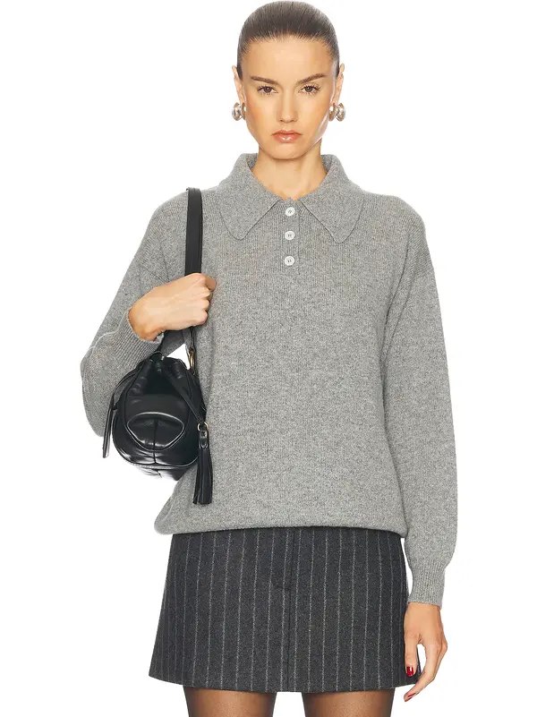 &daughter Edith Plain Polo Sweater - Flannel Grey