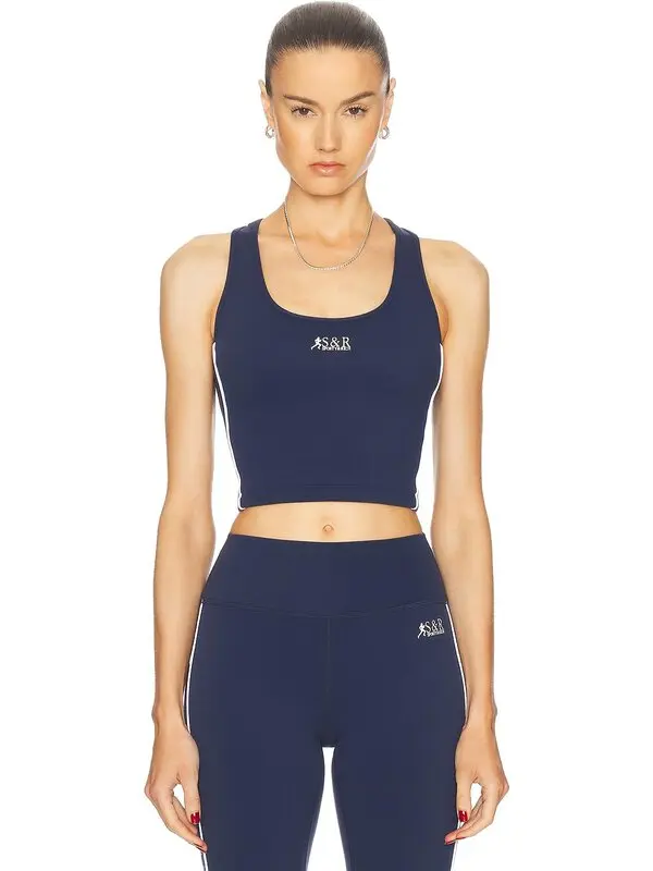 SPORTY & RICH Runner Sports Tank Top - Navy & White