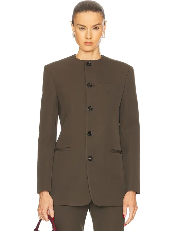 Bottega Veneta Collarless Blazer - Dark Olive