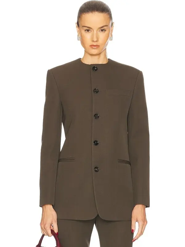 Bottega Veneta Collarless Blazer - Dark Olive