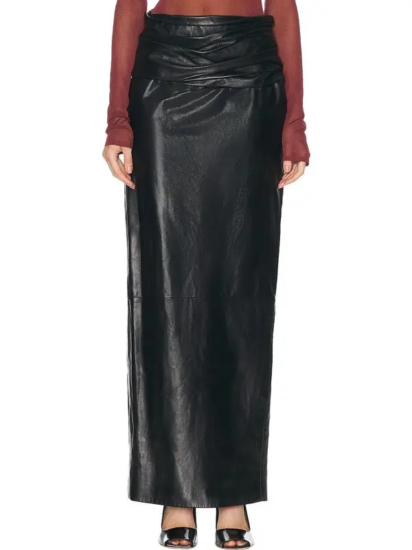 Khaite Winler Leather Skirt - Black