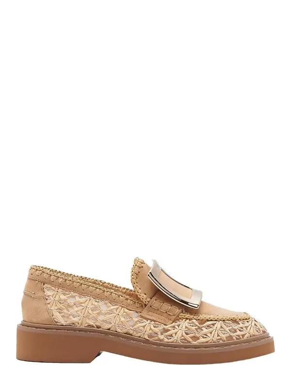ROGER VIVIER Viv Rangers Raffia Loafers - Neutral
