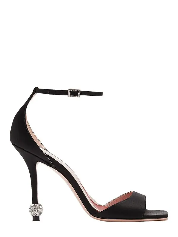 ROGER VIVIER I Love Vivier Strass-detail Satin Sandals - Black