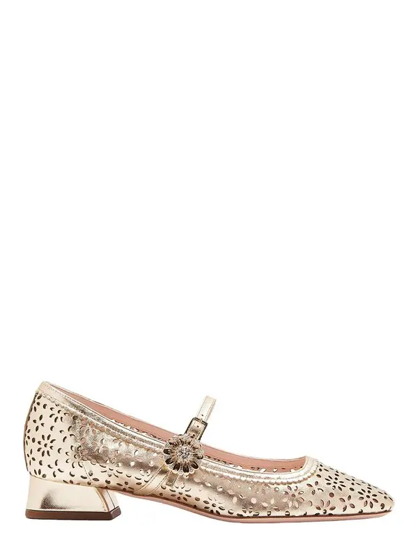 ROGER VIVIER Tres Vivier Perforated Mary Jane Pumps - Gold