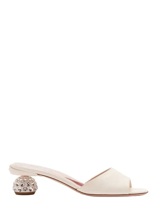 ROGER VIVIER Crystal-embellished Leather Mules - White