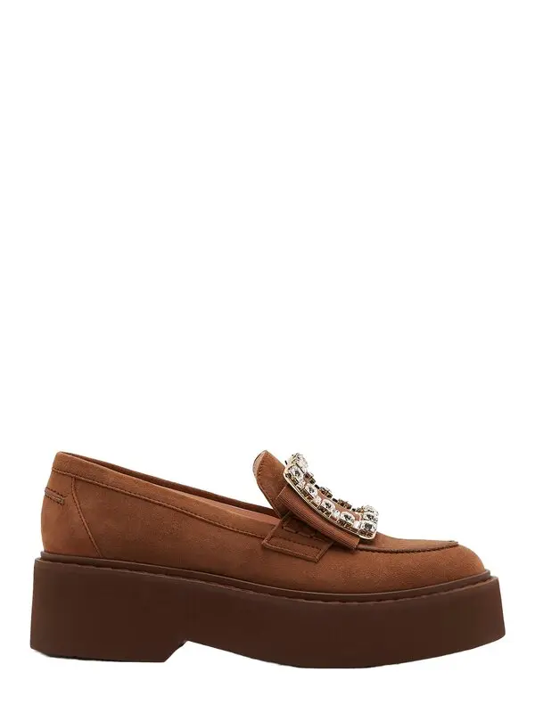 ROGER VIVIER Viv Rangers Buckle-embellished Platform Loafers - Brown