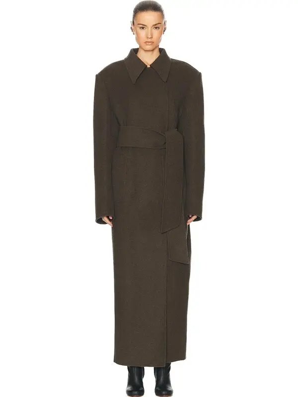 Khaite Lea Melton Coat - Army Melange