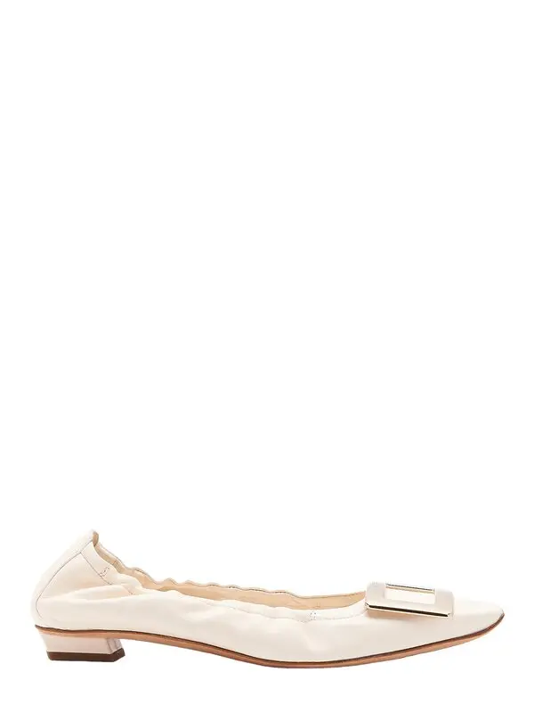 ROGER VIVIER Belle Vivier Leather Flats - White