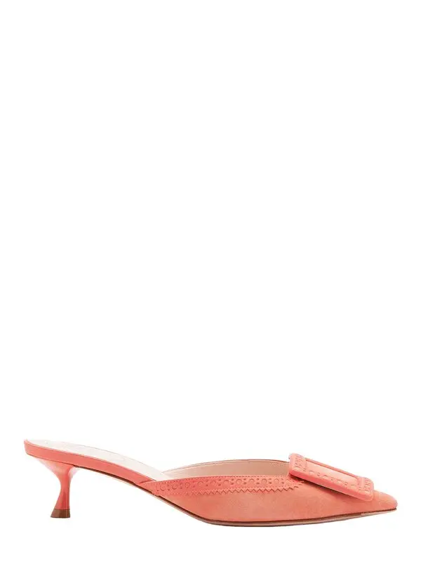 ROGER VIVIER Viv In The City Suede Mules - Coral
