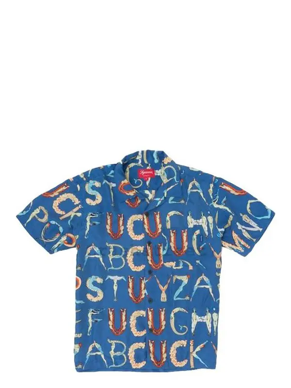 Supreme Alphabet Silk Shirt - Navy Blue