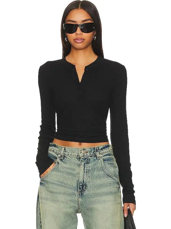 Cotton Citizen Verona Henley Shirt - Black