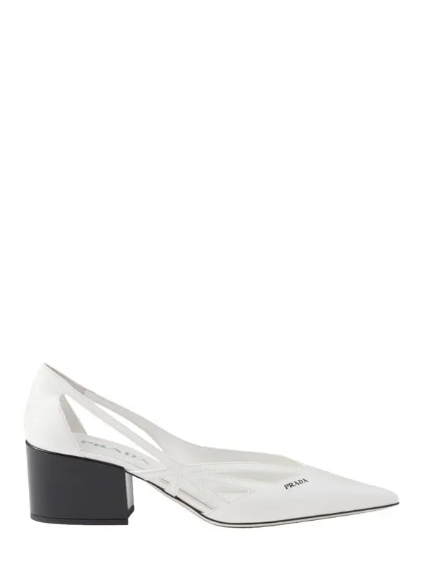 Prada 55mm Cut-out Leather Pumps - White