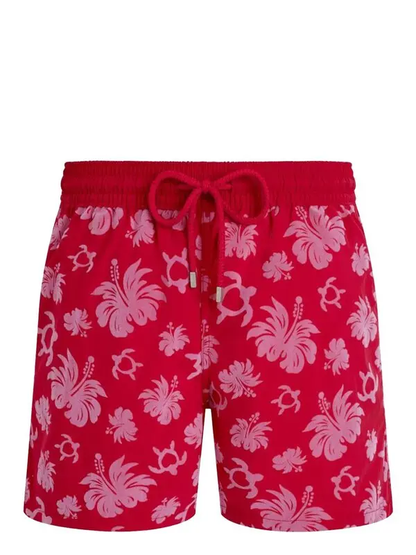 Vilebrequin Flocked Turtle Heart Tahiti Swim Shorts - Red