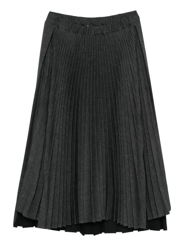Plan C Plissé Midi Skirt - Black